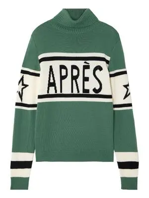 Perfect Moment Schild Intarsia Merino Wool Turtleneck Sweater - Green
