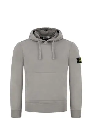 Stone Island Logo Patch Drawstring Hoodie - Grey