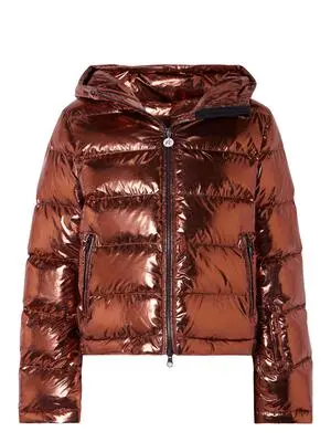 Perfect Moment Polar Flare Metallic Quilted Down Ski Jacket - Brown