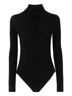 Perfect Moment Ribbed Turtleneck Bodysuit - Black