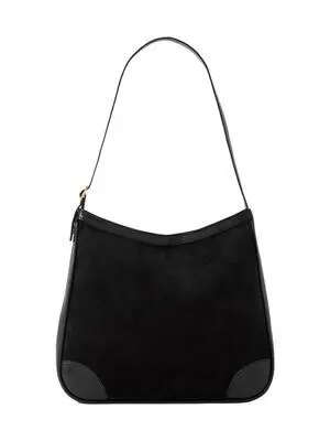NILI LOTAN Trimmed Suede Shoulder Bag - Black