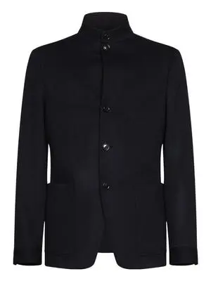 Zegna Stand Collar Patch Pocket Jacket - Navy