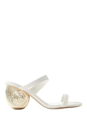 SIMKHAI Simkhai Two-Strap Slingback Mules With Metallic Spiral Block Heel