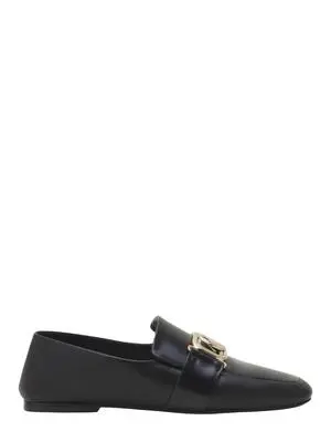 LANVIN Logo Plaque Leather Loafers - Black