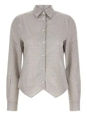 MAISON MARGIELA Maison Margiela Checkered Pointed Hem Shirt Beige