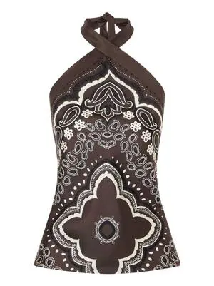 NILI LOTAN Nili Lotan Satin Paisley Halter Camisole