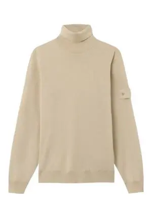 Stone Island Regular-fit Turtleneck Jumper With Ribbed Trims - Light Brown