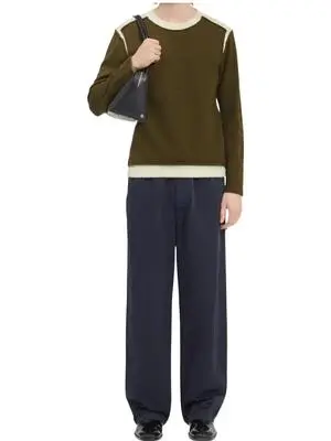 MAISON MARGIELA Crew Neck Jumper With Contrasting Trims - Green