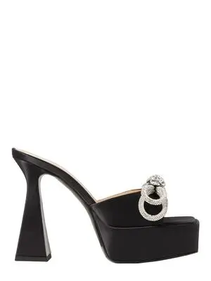 MACHMACH Double Bow Crystal-embellished Platform Mules - Black