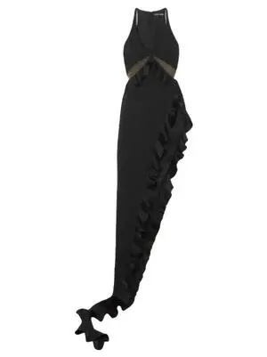 David Koma Cutout Crepe Gown - Black