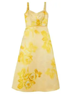 EMILIA WICKSTEAD Elvita Floral-print Duchesse-satin Midi Dress - No