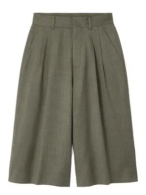 FORTELA Pleated Wool Blend Shorts - Green
