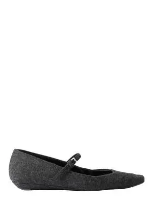 Loulou De Saison Flannel Mary Jane Ballet Flats - Black