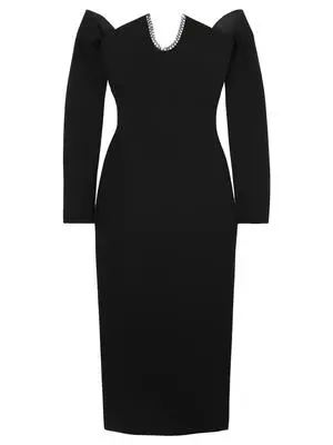 Safiyaa Bessy Off-the-shoulder Embellished Stretch-crepe Midi Dress - No
