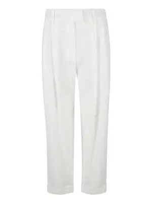 Brunello Cucinelli Pleated-detail Straight Trousers - White
