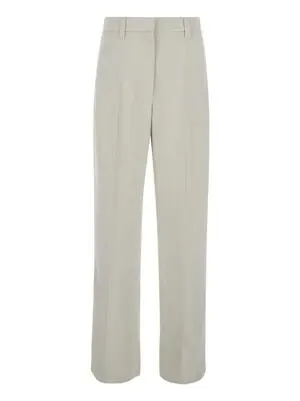 Brunello Cucinelli Brunello Cucinelli Monili Bead-Embellished Pleated Trousers Nude