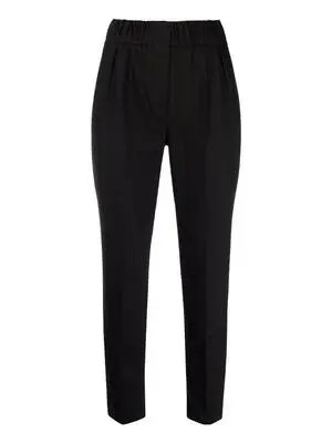 Brunello Cucinelli Cropped Pleated Trousers - Black
