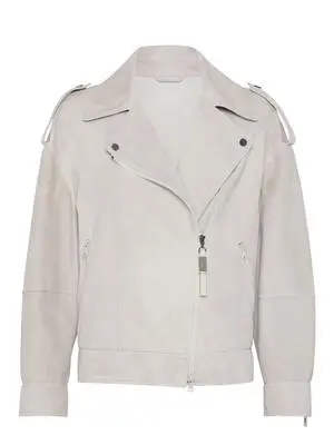 Brunello Cucinelli Long Sleeved Zip-up Jacket - Light Gray
