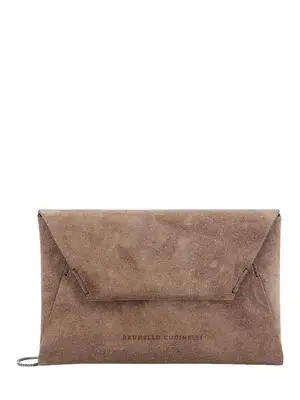 Brunello Cucinelli Envelope Clutch Bag - Brown