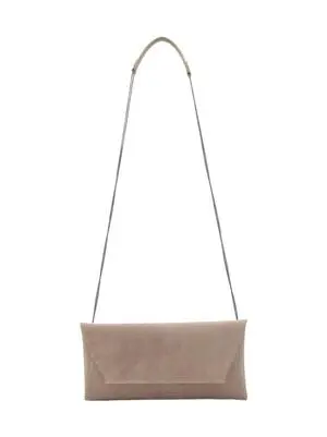 Brunello Cucinelli Bead-chain Logo Debossed Envelope Bag - Nude