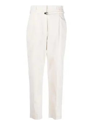 Brunello Cucinelli High-waist Belted Tapered-leg Trousers - White