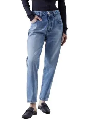 Brunello Cucinelli Brunello Cucinelli Straight Leg Jeans With Logo Detail Blue