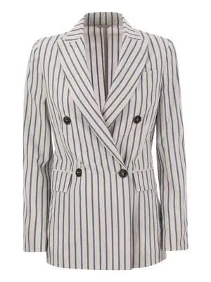 BRUNELLO CUCINELLI Brunello Cucinelli Double Breasted Striped Jacket