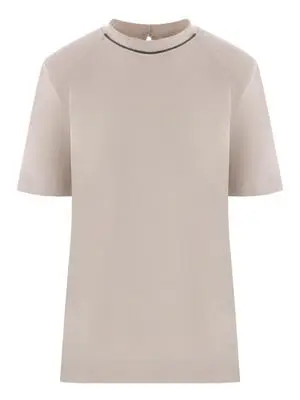 BRUNELLO CUCINELLI Brunello Cucinelli Monili Chain Embellished Cotton T-Shirt