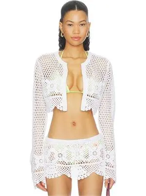 SKIMS Crochet Swim Cropped Cardigan - Snow