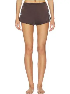 KAT THE LABEL Jean Short In Brown - Espresso