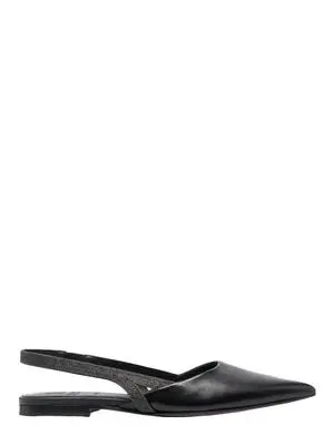 Brunello Cucinelli Monili Chain Pointed Toe Ballerina Flats - Black