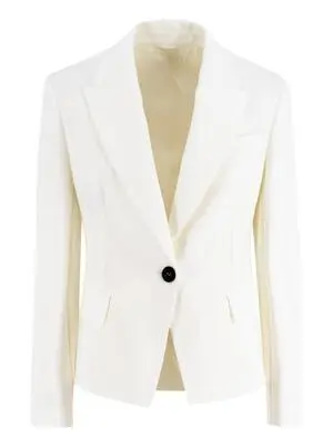 Brunello Cucinelli Single-breasted Cotton-blend Blazer - White