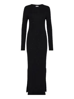 Brunello Cucinelli Sequin Embellished Knitted Maxi Dress - Black