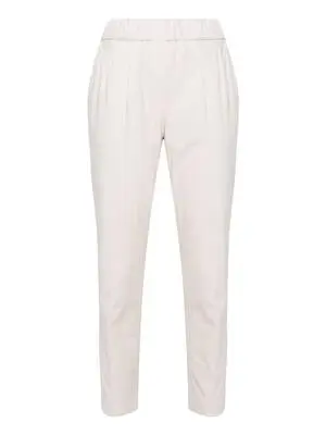 Brunello Cucinelli Mid-rise Pleated Cropped Tailored Trousers - White