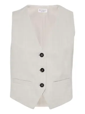 BRUNELLO CUCINELLI Brunello Cucinelli V-Neck Linen-Blend Waistcoat