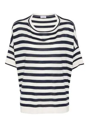BRUNELLO CUCINELLI Brunello Cucinelli Monili-Detail Striped Knit Top