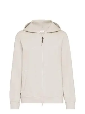 Brunello Cucinelli Brunello Cucinelli Monili Bead-Embellished Zip-Up Hoodie Cold Beige