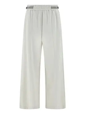 Brunello Cucinelli Raised-seam Wide-leg Embellished Trousers - White