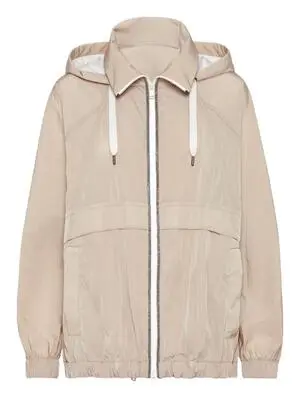 Brunello Cucinelli Lightweight Zipped Hooded Drawstring Jacket - Nude