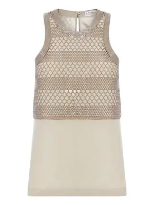 BRUNELLO CUCINELLI Brunello Cucinelli Embellished-Neck Cut-Out Top