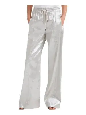 Brunello Cucinelli Metallic Wide-leg Trousers - Gray