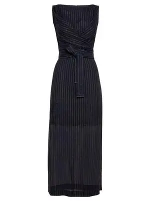 Brunello Cucinelli Pinstriped Cotton-blend Midi Dress - Black