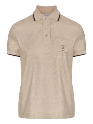 Brunello Cucinelli Polo Shirt With Embroidery - Nude