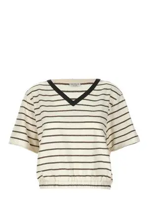BRUNELLO CUCINELLI Brunello Cucinelli Monile V-Neck Striped T-Shirt