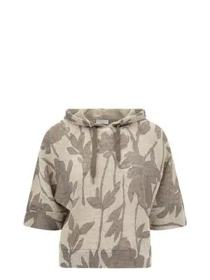 BRUNELLO CUCINELLI Brunello Cucinelli Floral-Jacquard Hooded Knitted Top