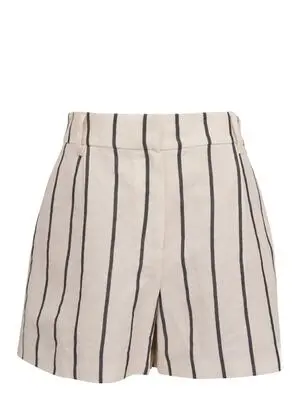 BRUNELLO CUCINELLI Striped Cotton-linen Shorts