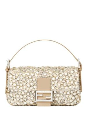 FENDI Baguette 26424 Bag Embroidered With Cabochon Crystals