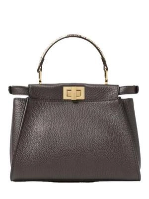 Fendi Peekaboo Cuoio Romano Leather Bag - Ebony