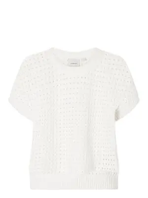 Varley Openwork Short Sleeve Knit Sweater - White