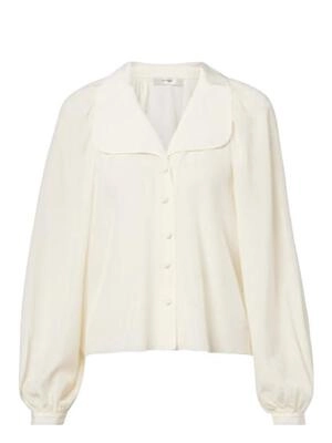 FRAME Gala Silk Georgette Blouse With Voluminous Sleeves - White